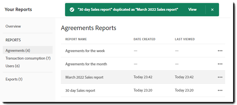 Duplicate an export or chart report